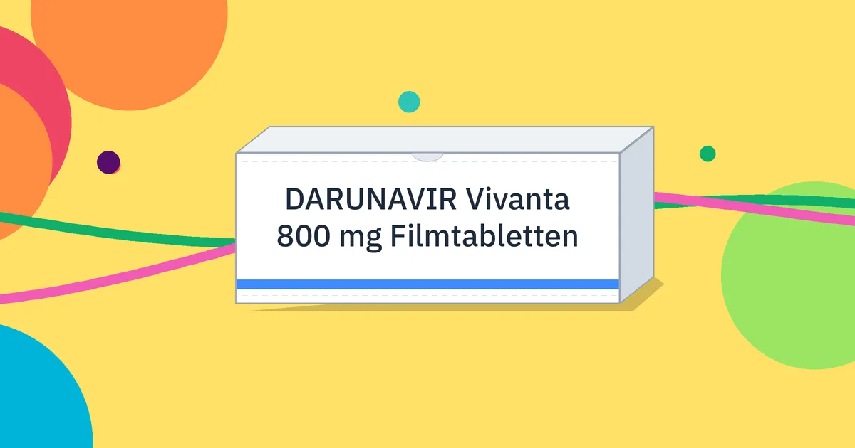 Symbolbild: Packung mit der Aufschrift DARUNAVIR Vivanta 800 mg Filmtabletten (PZN 18491642) – Verfügbarkeit und Bezug in Apotheken in Frankfurt am Main