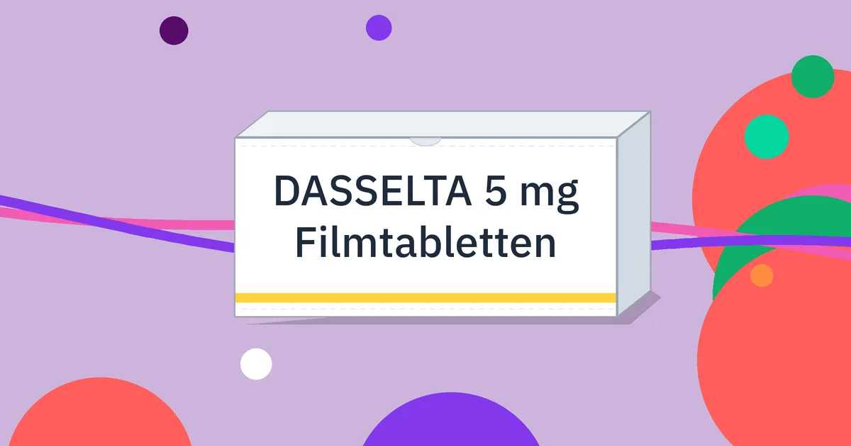 Symbolbild: Packung mit der Aufschrift DASSELTA 5 mg Filmtabletten (PZN 10543753) – Verfügbarkeit und Bezug in Apotheken in Frankfurt am Main