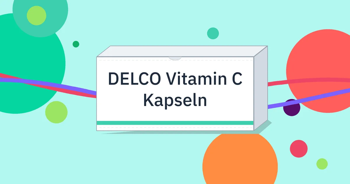 Symbolbild: Packung mit der Aufschrift DELCO Vitamin C Kapseln (PZN 19127364) – Verfügbarkeit und Bezug in Apotheken in Frankfurt am Main