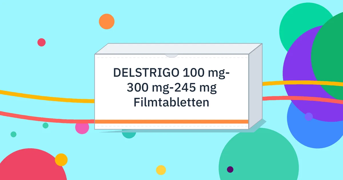 Symbolbild: Packung mit der Aufschrift DELSTRIGO 100 mg-300 mg-245 mg Filmtabletten (PZN 16392166) – Verfügbarkeit und Bezug in Apotheken in Frankfurt am Main