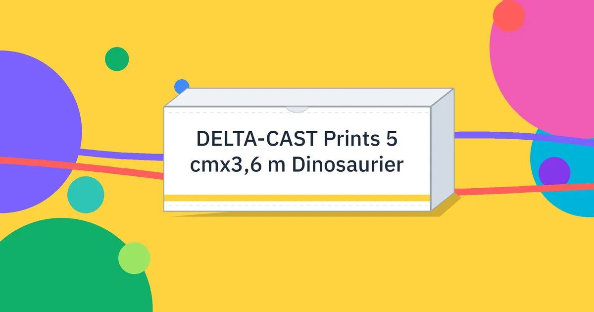 Symbolbild: Packung mit der Aufschrift DELTA-CAST Prints 5 cmx3,6 m Dinosaurier (PZN 02129117) – Verfügbarkeit und Bezug in Apotheken in Frankfurt am Main