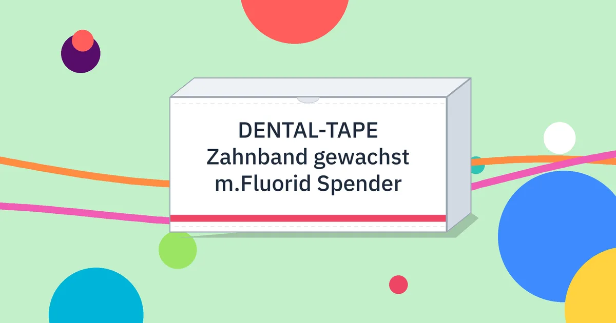 Symbolbild: Packung mit der Aufschrift DENTAL-TAPE Zahnband gewachst m.Fluorid Spender (PZN 11101046) – Verfügbarkeit und Bezug in Apotheken in Frankfurt am Main