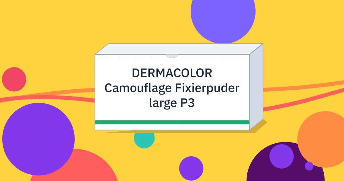 Symbolbild: Packung mit der Aufschrift DERMACOLOR Camouflage Fixierpuder large P3 (PZN 15820163) – Verfügbarkeit und Bezug in Apotheken in Frankfurt am Main