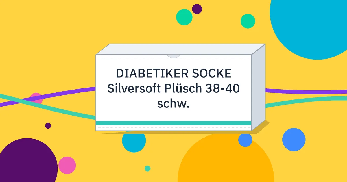 Symbolbild: Packung mit der Aufschrift DIABETIKER SOCKE Silversoft Plüsch 38-40 schw. (PZN 01899497) – Verfügbarkeit und Bezug in Apotheken in Frankfurt am Main