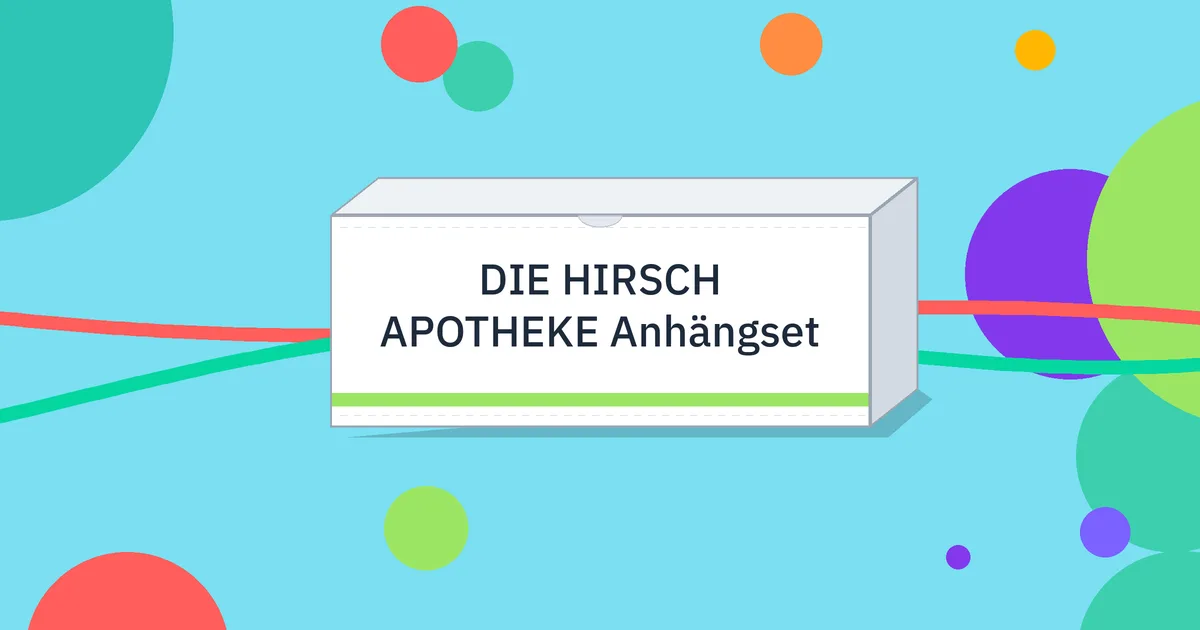 Symbolbild: Packung mit der Aufschrift DIE HIRSCH APOTHEKE Anhängset (PZN 10049438) – Verfügbarkeit und Bezug in Apotheken in Frankfurt am Main