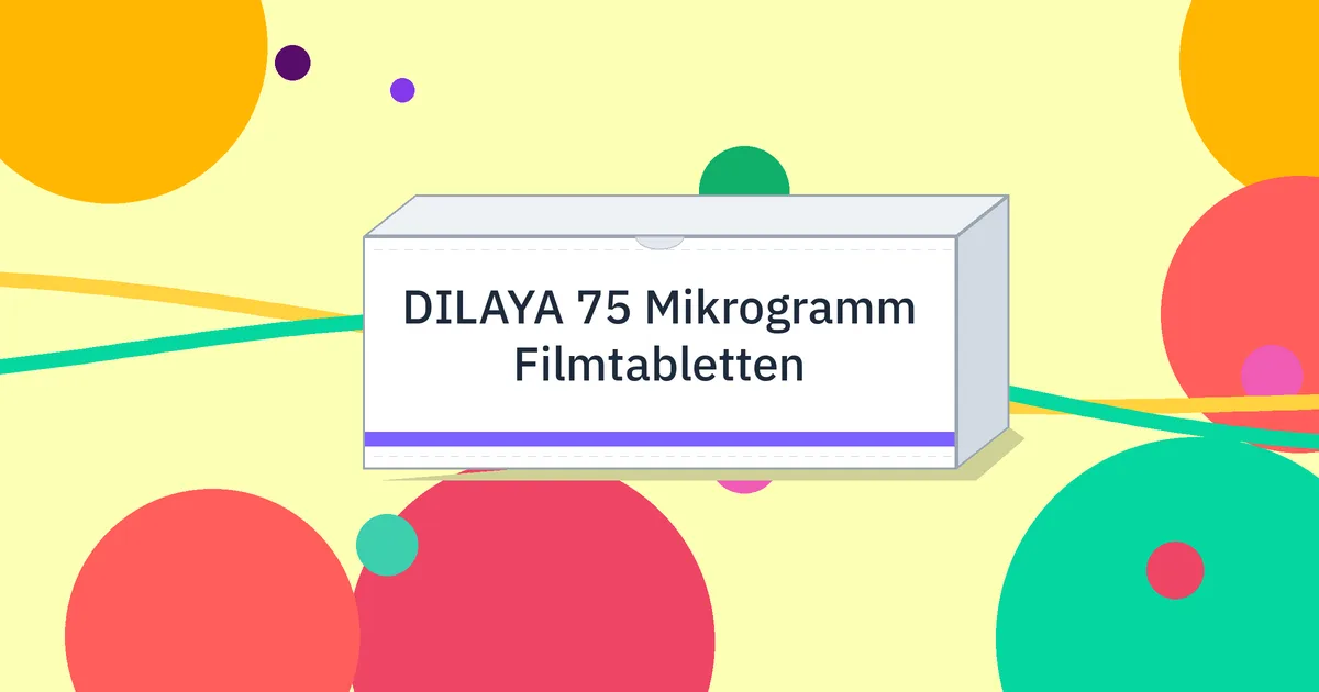 Symbolbild: Packung mit der Aufschrift DILAYA 75 Mikrogramm Filmtabletten (PZN 18080301) – Verfügbarkeit und Bezug in Apotheken in Frankfurt am Main