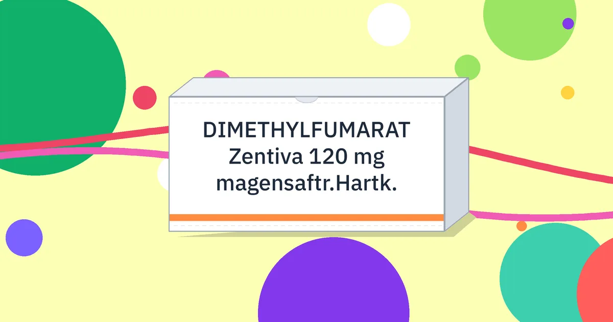 Symbolbild: Packung mit der Aufschrift DIMETHYLFUMARAT Zentiva 120 mg magensaftr.Hartk. (PZN 19454465) – Verfügbarkeit und Bezug in Apotheken in Frankfurt am Main