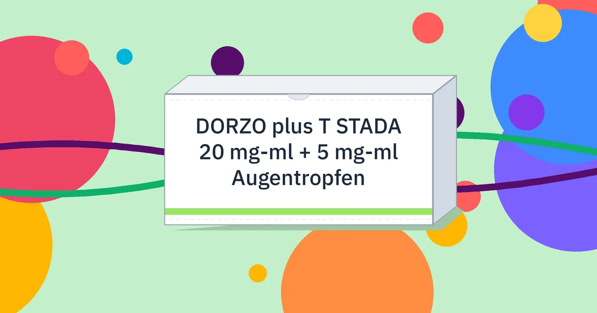 Symbolbild: Packung mit der Aufschrift DORZO plus T STADA 20 mg-ml + 5 mg-ml Augentropfen (PZN 08837358) – Verfügbarkeit und Bezug in Apotheken in Frankfurt am Main