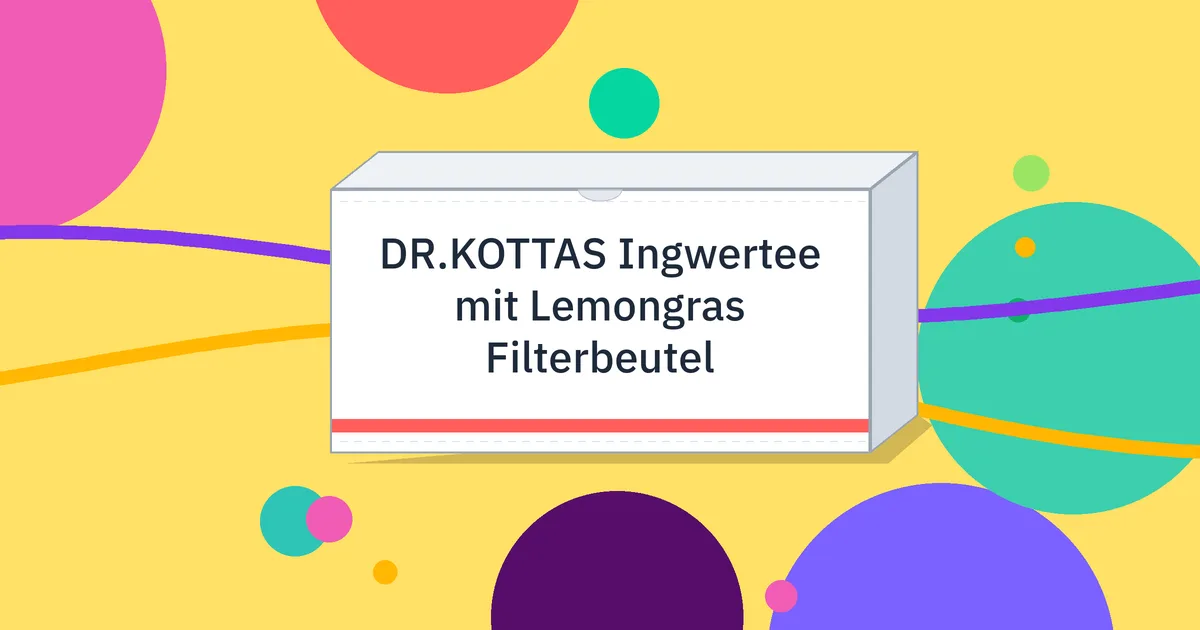 Symbolbild: Packung mit der Aufschrift DR.KOTTAS Ingwertee mit Lemongras Filterbeutel (PZN 09919584) – Verfügbarkeit und Bezug in Apotheken in Frankfurt am Main