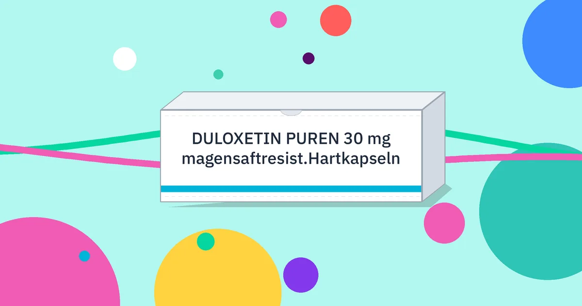 Symbolbild: Packung mit der Aufschrift DULOXETIN PUREN 30 mg magensaftresist.Hartkapseln (PZN 11175932) – Verfügbarkeit und Bezug in Apotheken in Frankfurt am Main