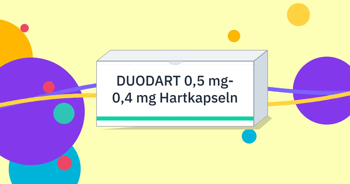 Symbolbild: Packung mit der Aufschrift DUODART 0,5 mg-0,4 mg Hartkapseln (PZN 01882640) – Verfügbarkeit und Bezug in Apotheken in Frankfurt am Main
