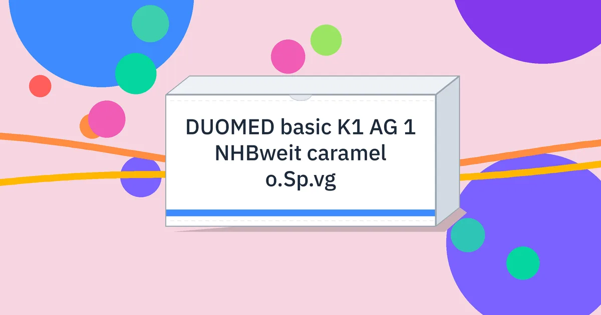 Symbolbild: Packung mit der Aufschrift DUOMED basic K1 AG 1 NHBweit caramel o.Sp.vg (PZN 20905571) – Verfügbarkeit und Bezug in Apotheken in Frankfurt am Main