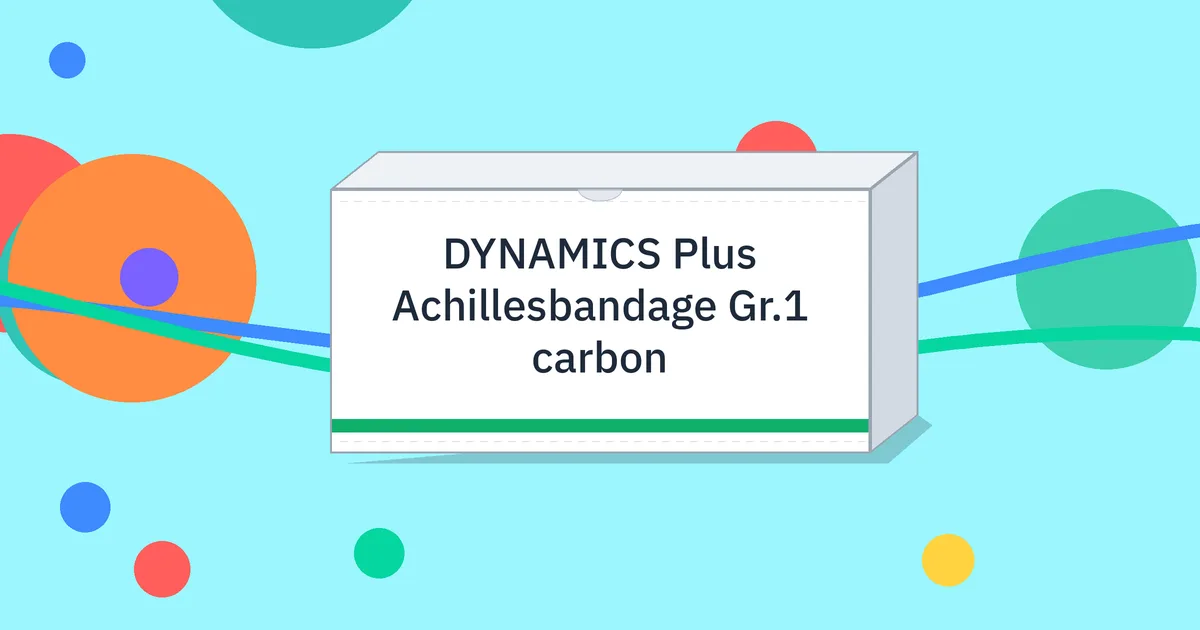 Symbolbild: Packung mit der Aufschrift DYNAMICS Plus Achillesbandage Gr.1 carbon (PZN 15867762) – Verfügbarkeit und Bezug in Apotheken in Frankfurt am Main