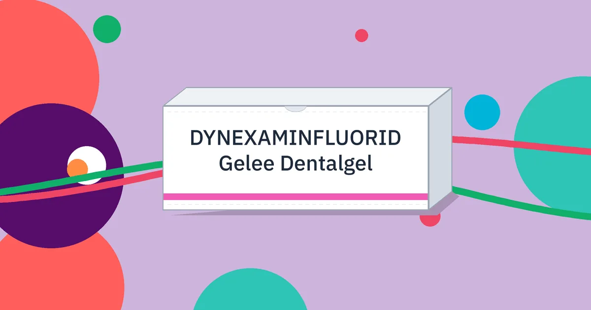 Symbolbild: Packung mit der Aufschrift DYNEXAMINFLUORID Gelee Dentalgel (PZN 11037029) – Verfügbarkeit und Bezug in Apotheken in Frankfurt am Main