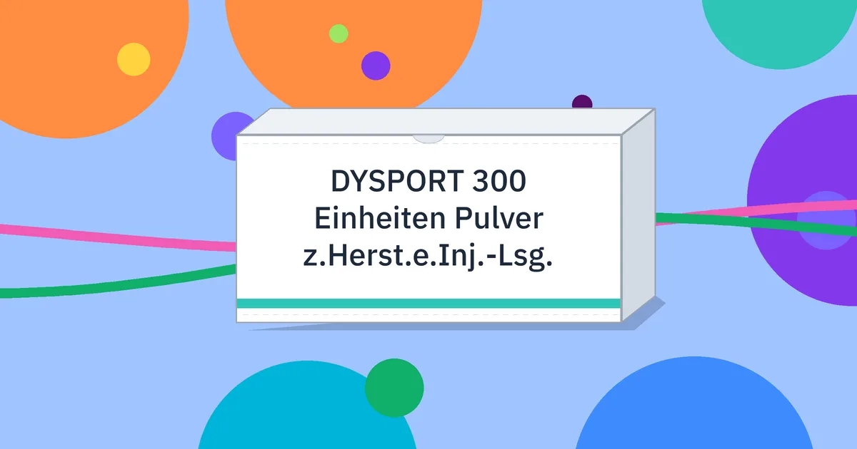 Symbolbild: Packung mit der Aufschrift DYSPORT 300 Einheiten Pulver z.Herst.e.Inj.-Lsg. (PZN 11862070) – Verfügbarkeit und Bezug in Apotheken in Frankfurt am Main