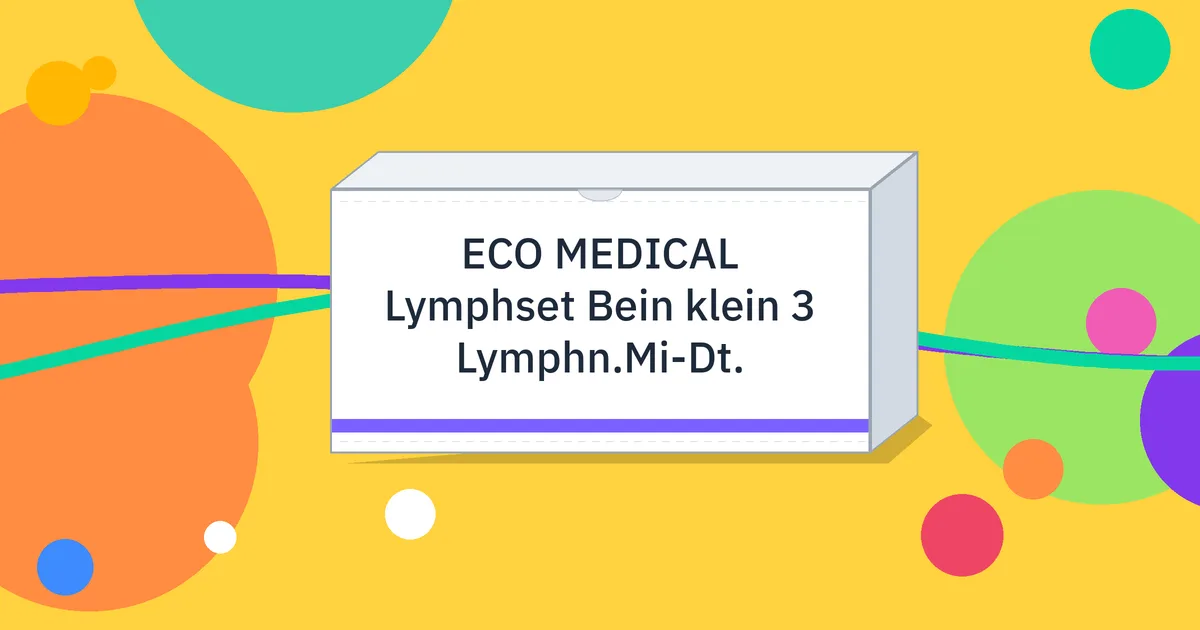 Symbolbild: Packung mit der Aufschrift ECO MEDICAL Lymphset Bein klein 3 Lymphn.Mi-Dt. (PZN 18334813) – Verfügbarkeit und Bezug in Apotheken in Frankfurt am Main