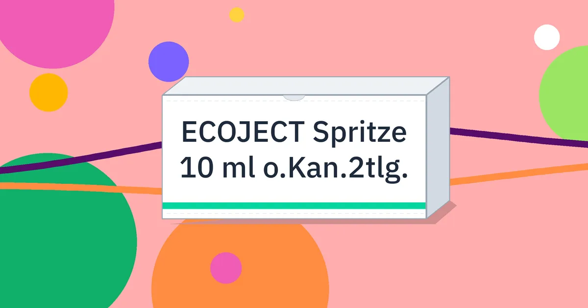 Symbolbild: Packung mit der Aufschrift ECOJECT Spritze 10 ml o.Kan.2tlg. (PZN 04676668) – Verfügbarkeit und Bezug in Apotheken in Frankfurt am Main