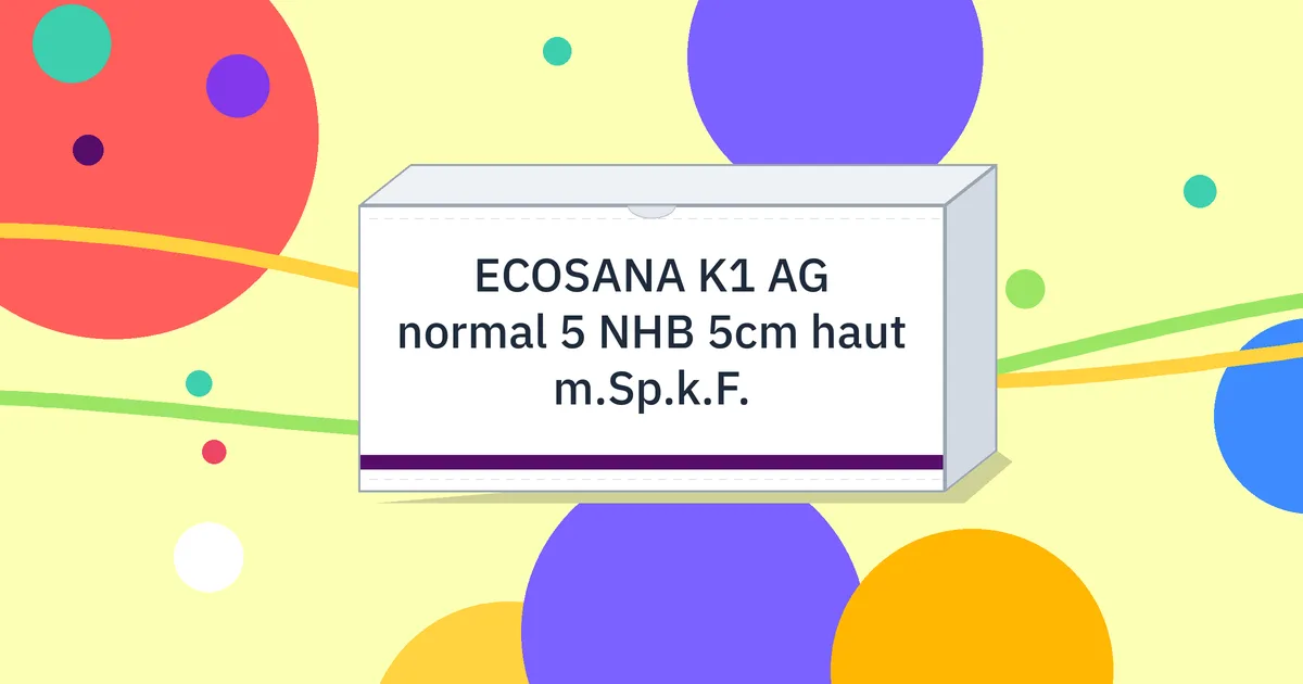 Symbolbild: Packung mit der Aufschrift ECOSANA K1 AG normal 5 NHB 5cm haut m.Sp.k.F. (PZN 04729287) – Verfügbarkeit und Bezug in Apotheken in Frankfurt am Main