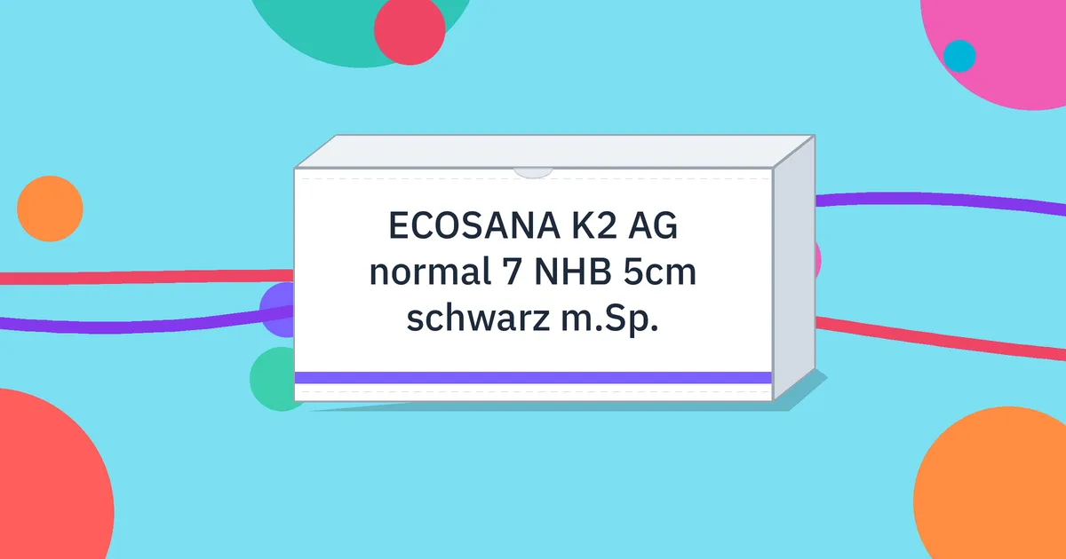 Symbolbild: Packung mit der Aufschrift ECOSANA K2 AG normal 7 NHB 5cm schwarz m.Sp. (PZN 01529174) – Verfügbarkeit und Bezug in Apotheken in Frankfurt am Main