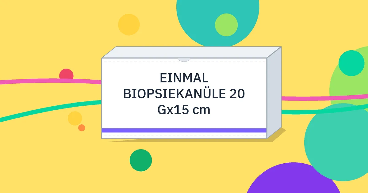 Symbolbild: Packung mit der Aufschrift EINMAL BIOPSIEKANÜLE 20 Gx15 cm (PZN 13585249) – Verfügbarkeit und Bezug in Apotheken in Frankfurt am Main