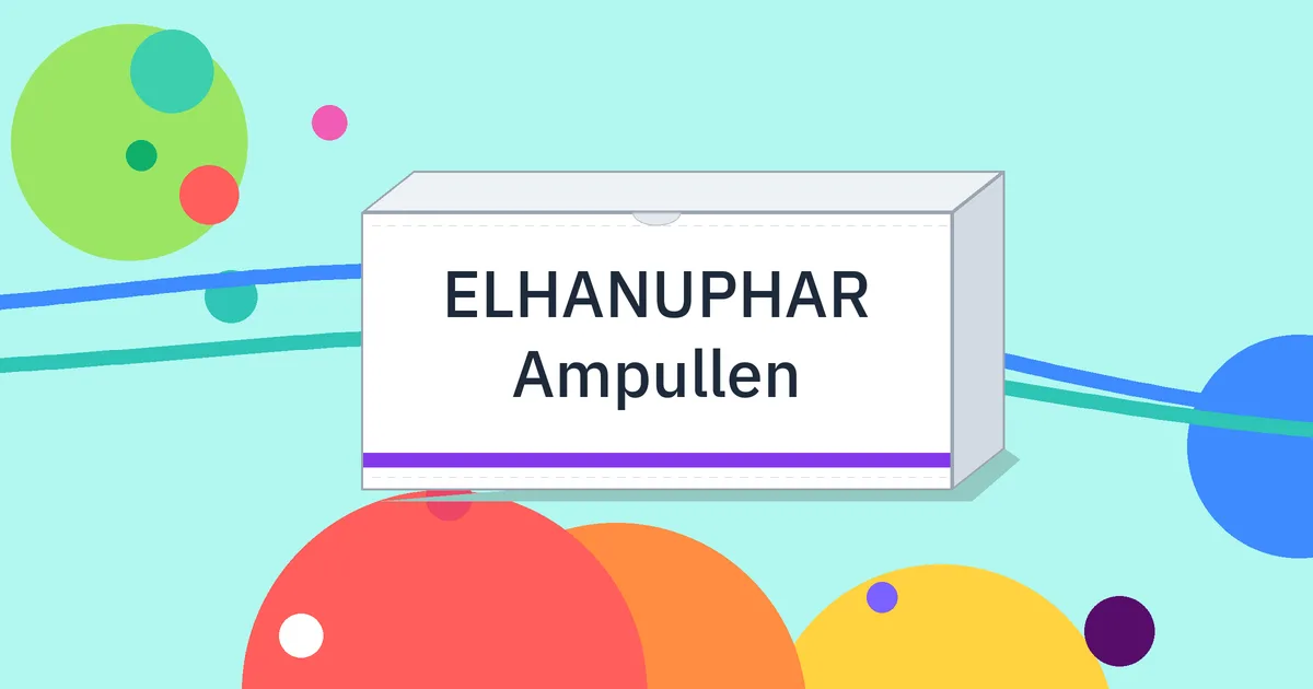Symbolbild: Packung mit der Aufschrift ELHANUPHAR Ampullen (PZN 04189916) – Verfügbarkeit und Bezug in Apotheken in Frankfurt am Main