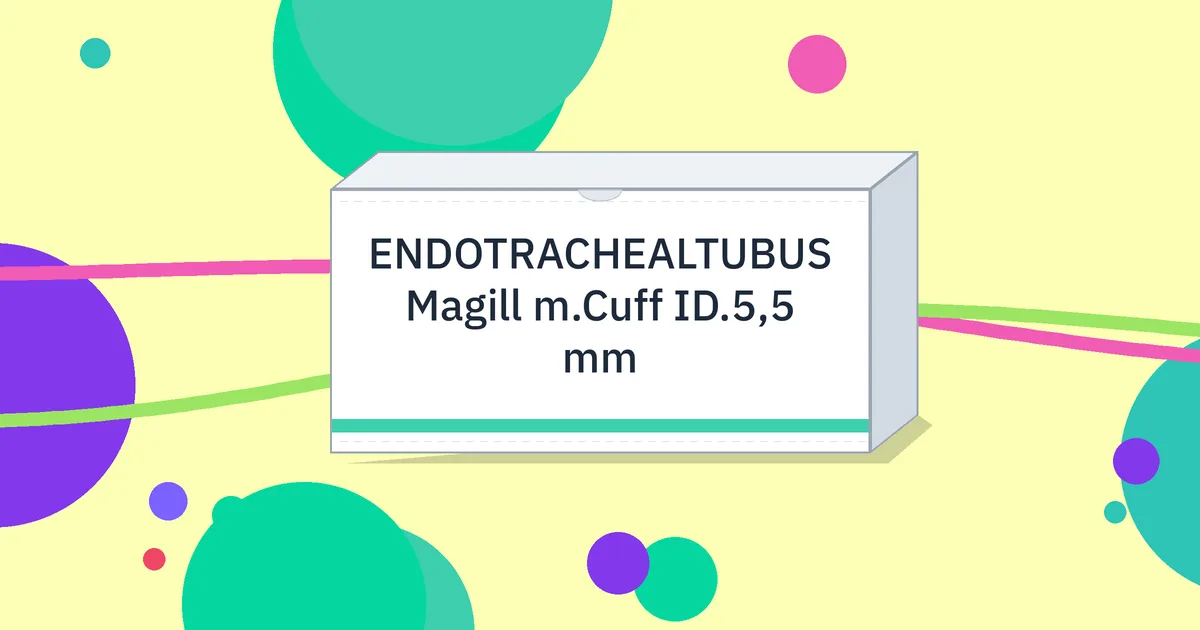 Symbolbild: Packung mit der Aufschrift ENDOTRACHEALTUBUS Magill m.Cuff ID.5,5 mm (PZN 07217524) – Verfügbarkeit und Bezug in Apotheken in Frankfurt am Main