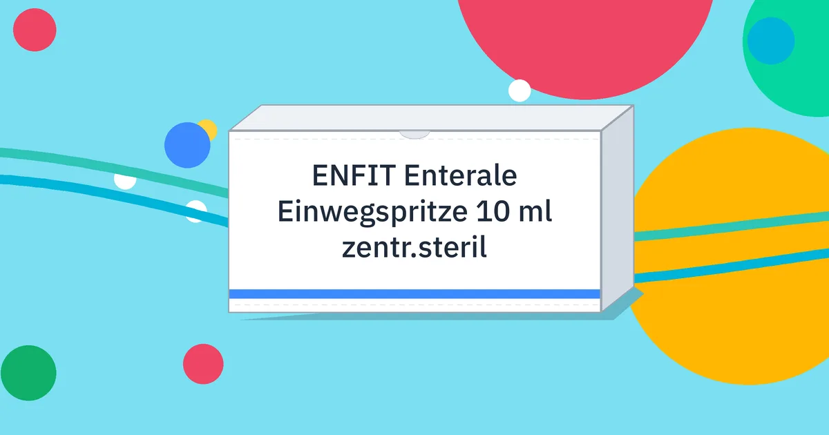 Symbolbild: Packung mit der Aufschrift ENFIT Enterale Einwegspritze 10 ml zentr.steril (PZN 16807673) – Verfügbarkeit und Bezug in Apotheken in Frankfurt am Main