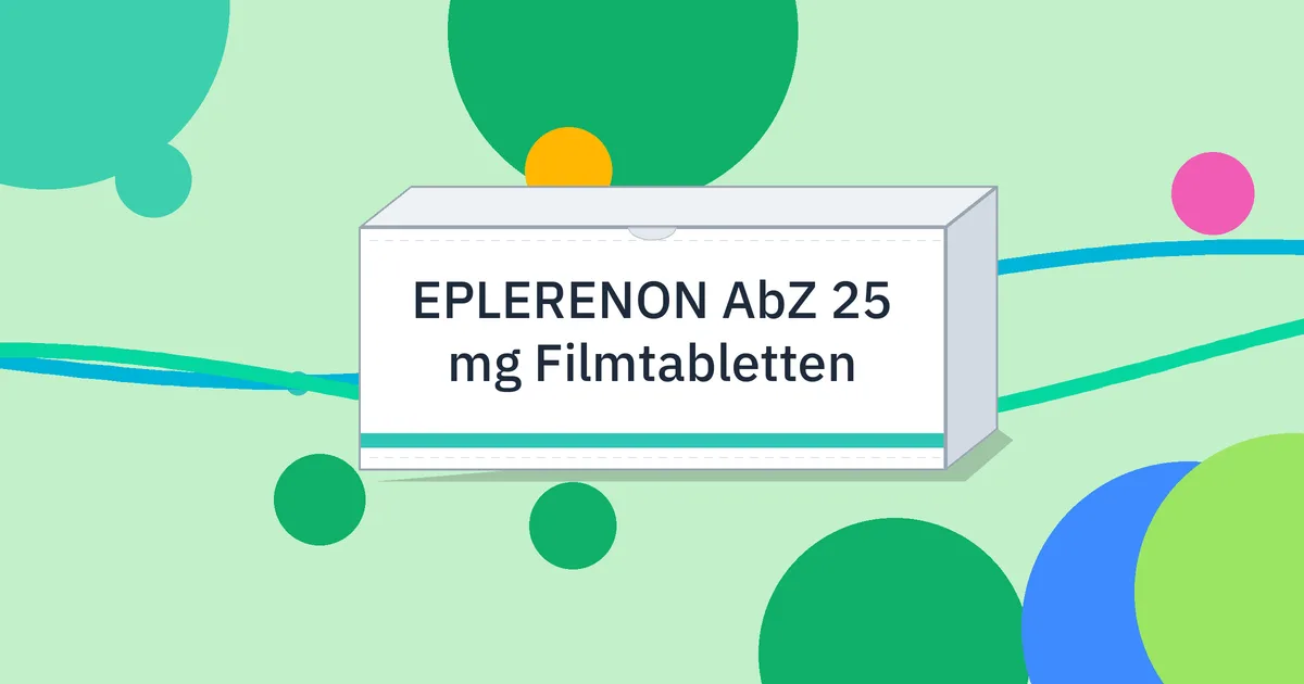Symbolbild: Packung mit der Aufschrift EPLERENON AbZ 25 mg Filmtabletten (PZN 20596696) – Verfügbarkeit und Bezug in Apotheken in Frankfurt am Main