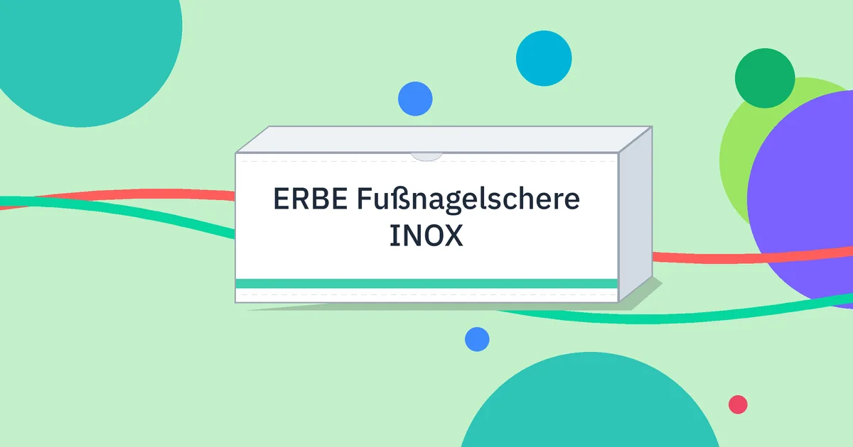 Symbolbild: Packung mit der Aufschrift ERBE Fußnagelschere INOX (PZN 15733731) – Verfügbarkeit und Bezug in Apotheken in Frankfurt am Main