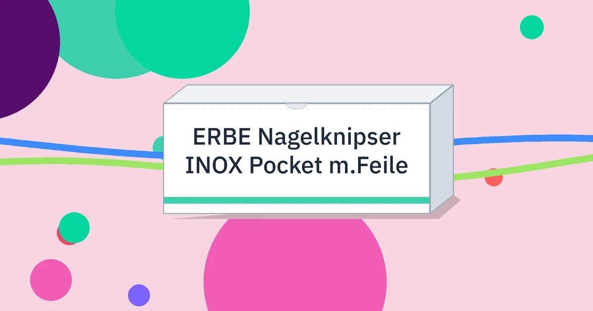 Symbolbild: Packung mit der Aufschrift ERBE Nagelknipser INOX Pocket m.Feile (PZN 00691553) – Verfügbarkeit und Bezug in Apotheken in Frankfurt am Main