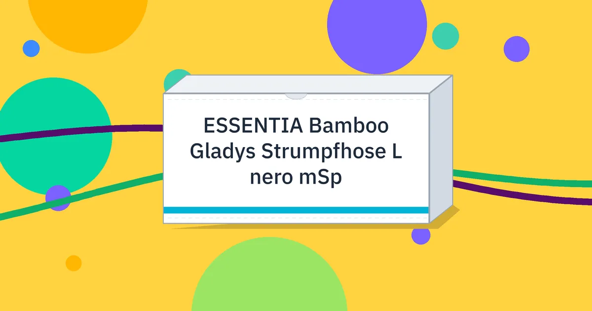Symbolbild: Packung mit der Aufschrift ESSENTIA Bamboo Gladys Strumpfhose L nero mSp (PZN 19165287) – Verfügbarkeit und Bezug in Apotheken in Frankfurt am Main
