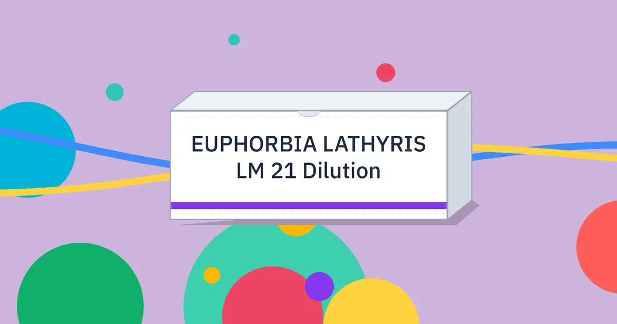 Symbolbild: Packung mit der Aufschrift EUPHORBIA LATHYRIS LM 21 Dilution (PZN 13482383) – Verfügbarkeit und Bezug in Apotheken in Frankfurt am Main