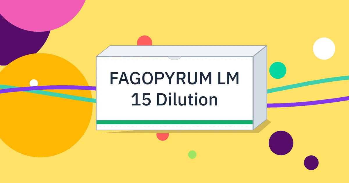 Symbolbild: Packung mit der Aufschrift FAGOPYRUM LM 15 Dilution (PZN 13486530) – Verfügbarkeit und Bezug in Apotheken in Frankfurt am Main