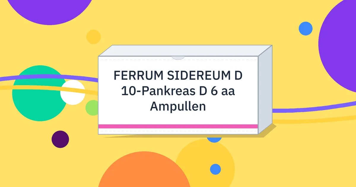 Symbolbild: Packung mit der Aufschrift FERRUM SIDEREUM D 10-Pankreas D 6 aa Ampullen (PZN 01622324) – Verfügbarkeit und Bezug in Apotheken in Frankfurt am Main