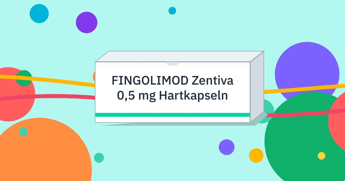 Symbolbild: Packung mit der Aufschrift FINGOLIMOD Zentiva 0,5 mg Hartkapseln (PZN 17422188) – Verfügbarkeit und Bezug in Apotheken in Frankfurt am Main