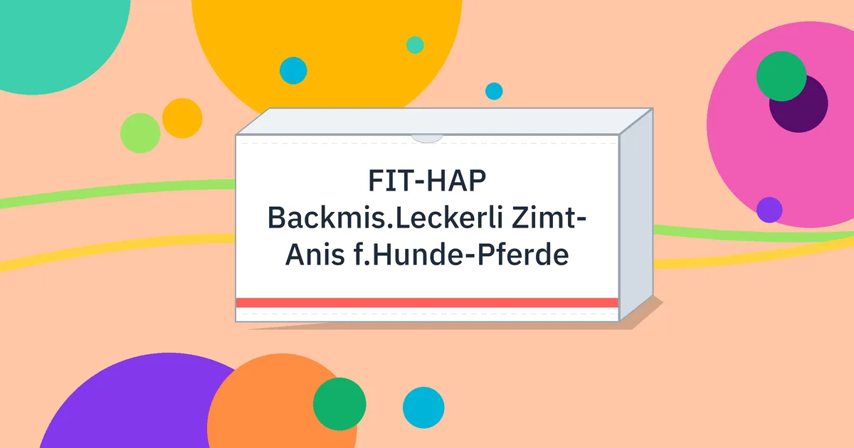 Symbolbild: Packung mit der Aufschrift FIT-HAP Backmis.Leckerli Zimt-Anis f.Hunde-Pferde (PZN 18905865) – Verfügbarkeit und Bezug in Apotheken in Frankfurt am Main