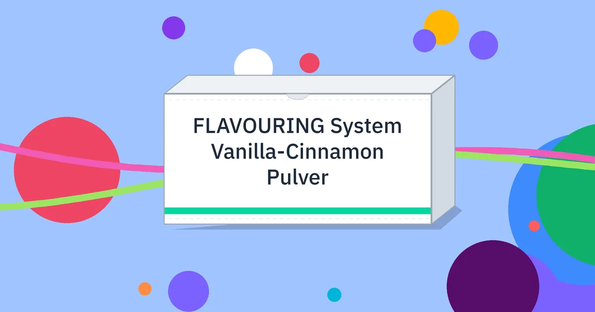 Symbolbild: Packung mit der Aufschrift FLAVOURING System Vanilla-Cinnamon Pulver (PZN 13235124) – Verfügbarkeit und Bezug in Apotheken in Frankfurt am Main