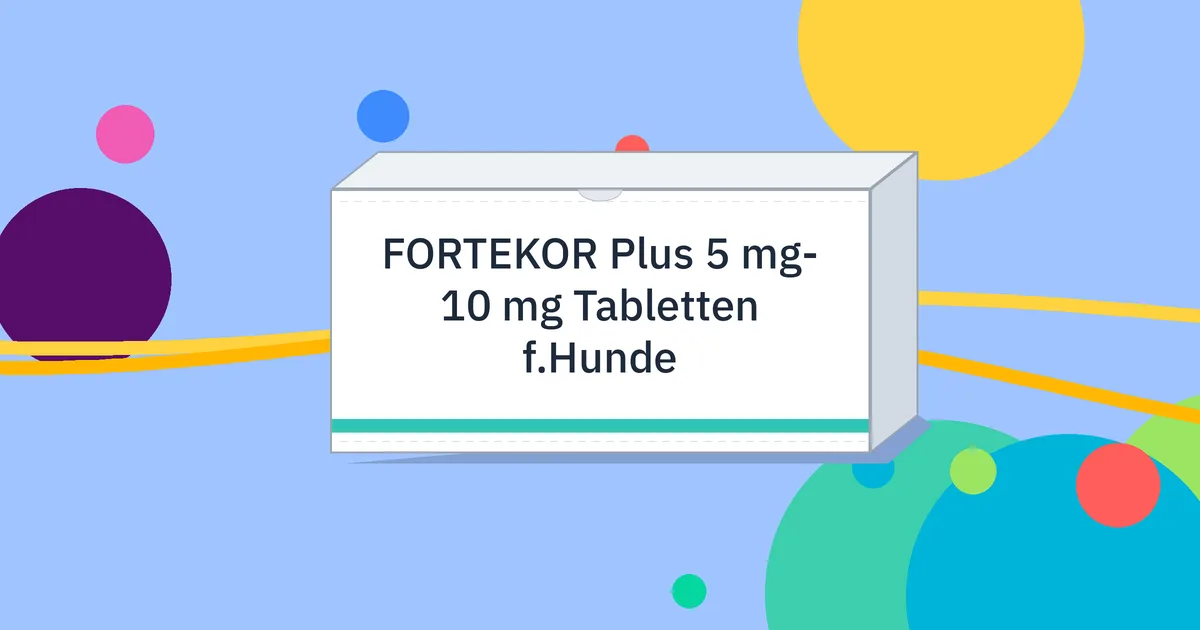 Symbolbild: Packung mit der Aufschrift FORTEKOR Plus 5 mg-10 mg Tabletten f.Hunde (PZN 14365604) – Verfügbarkeit und Bezug in Apotheken in Frankfurt am Main