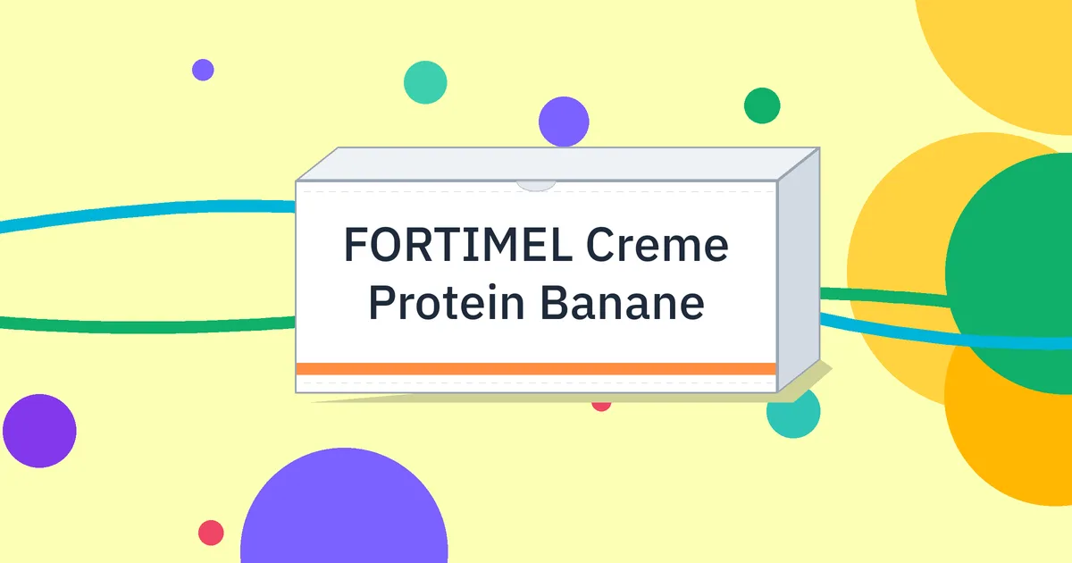 Symbolbild: Packung mit der Aufschrift FORTIMEL Creme Protein Banane (PZN 20055078) – Verfügbarkeit und Bezug in Apotheken in Frankfurt am Main