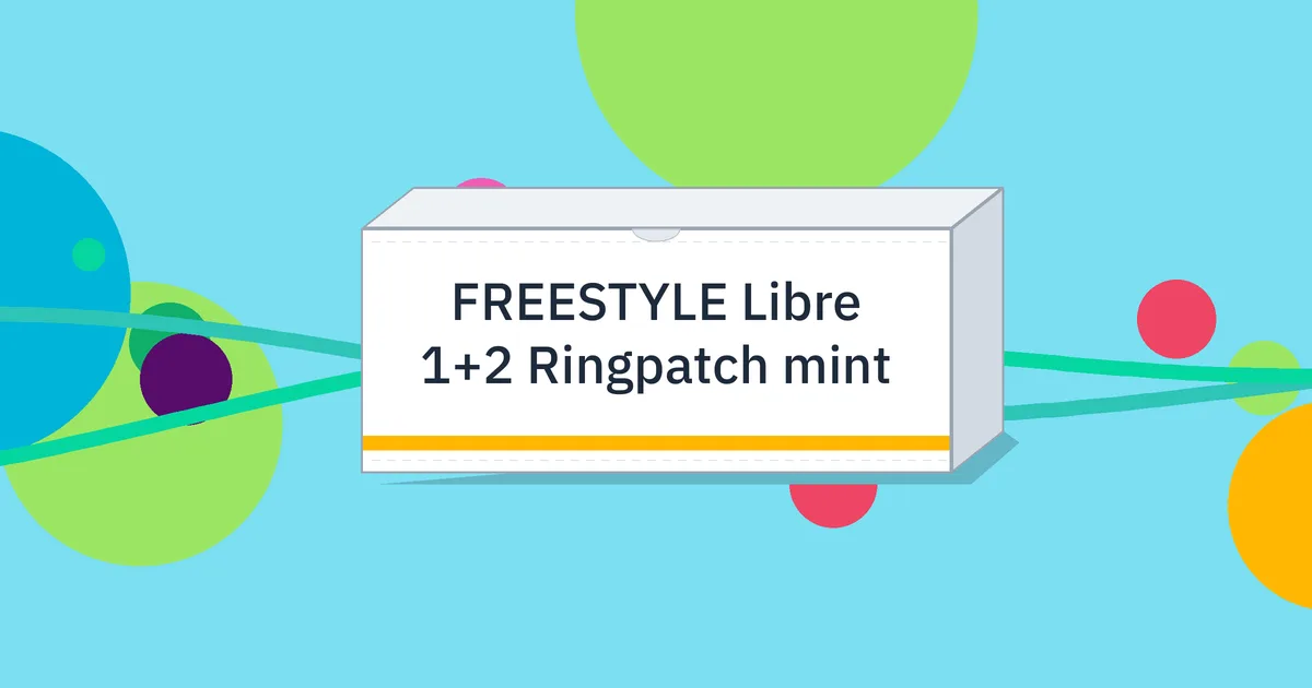 Symbolbild: Packung mit der Aufschrift FREESTYLE Libre 1+2 Ringpatch mint (PZN 19864200) – Verfügbarkeit und Bezug in Apotheken in Frankfurt am Main