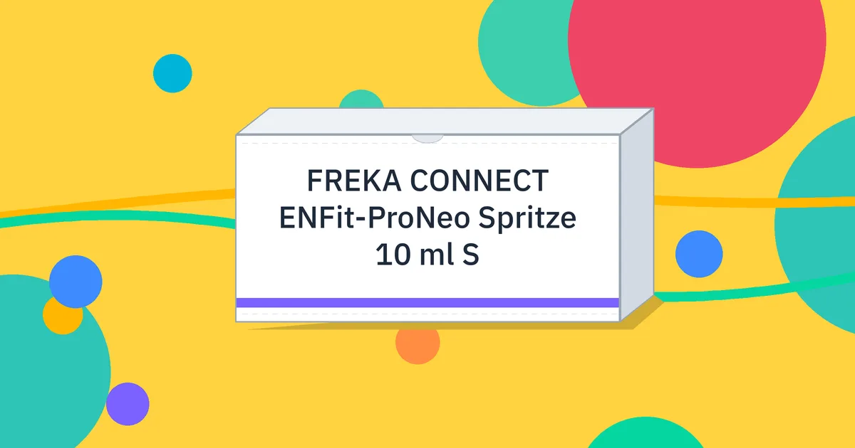 Symbolbild: Packung mit der Aufschrift FREKA CONNECT ENFit-ProNeo Spritze 10 ml S (PZN 19523516) – Verfügbarkeit und Bezug in Apotheken in Frankfurt am Main
