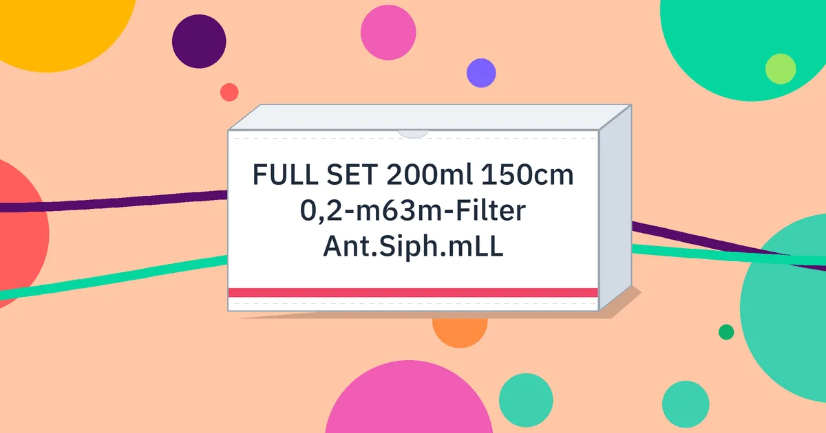 Symbolbild: Packung mit der Aufschrift FULL SET 200ml 150cm 0,2-m63m-Filter Ant.Siph.mLL (PZN 17865431) – Verfügbarkeit und Bezug in Apotheken in Frankfurt am Main