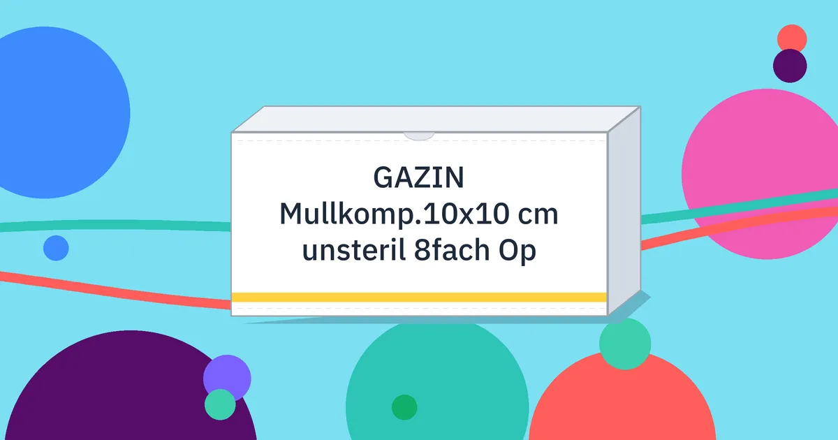 Symbolbild: Packung mit der Aufschrift GAZIN Mullkomp.10x10 cm unsteril 8fach Op (PZN 17831975) – Verfügbarkeit und Bezug in Apotheken in Frankfurt am Main
