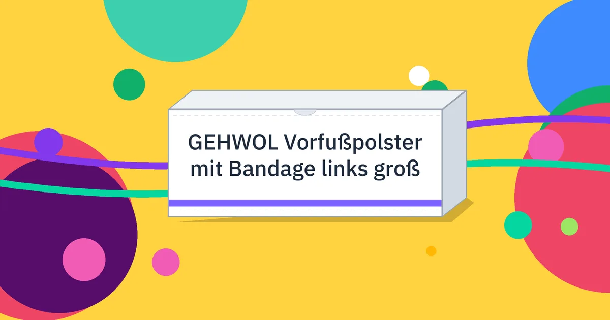 Symbolbild: Packung mit der Aufschrift GEHWOL Vorfußpolster mit Bandage links groß (PZN 14129163) – Verfügbarkeit und Bezug in Apotheken in Frankfurt am Main