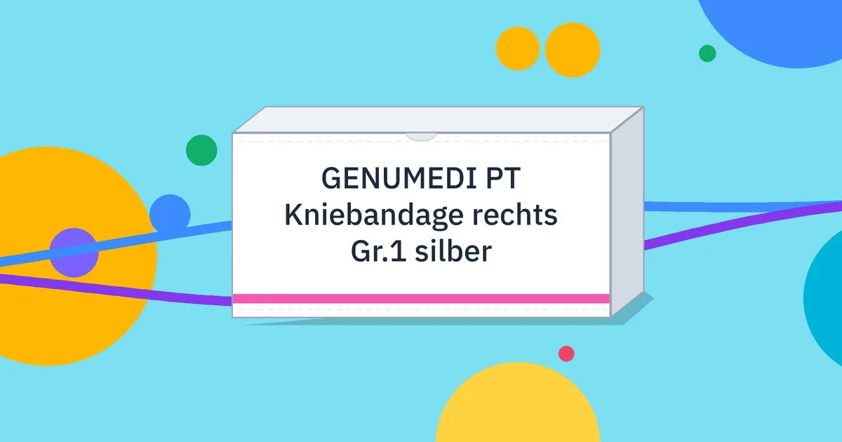 Symbolbild: Packung mit der Aufschrift GENUMEDI PT Kniebandage rechts Gr.1 silber (PZN 15313986) – Verfügbarkeit und Bezug in Apotheken in Frankfurt am Main