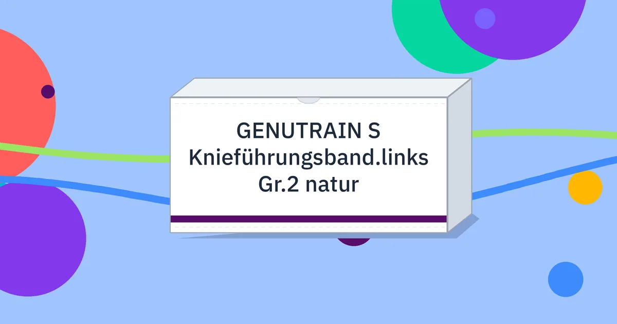 Symbolbild: Packung mit der Aufschrift GENUTRAIN S Knieführungsband.links Gr.2 natur (PZN 02429233) – Verfügbarkeit und Bezug in Apotheken in Frankfurt am Main