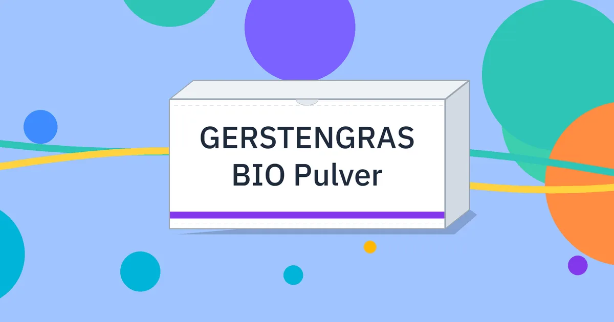Symbolbild: Packung mit der Aufschrift GERSTENGRAS BIO Pulver (PZN 10214736) – Verfügbarkeit und Bezug in Apotheken in Frankfurt am Main