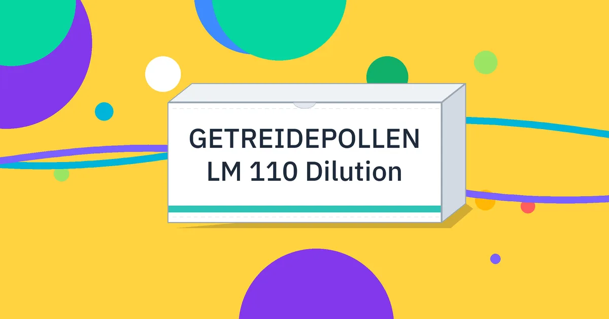Symbolbild: Packung mit der Aufschrift GETREIDEPOLLEN LM 110 Dilution (PZN 12877926) – Verfügbarkeit und Bezug in Apotheken in Frankfurt am Main