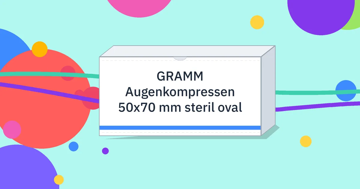 Symbolbild: Packung mit der Aufschrift GRAMM Augenkompressen 50x70 mm steril oval (PZN 07356697) – Verfügbarkeit und Bezug in Apotheken in Frankfurt am Main