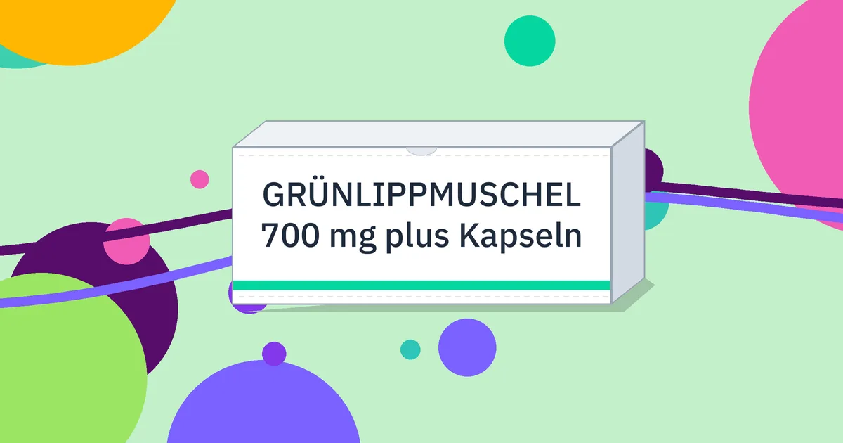 Symbolbild: Packung mit der Aufschrift GRÜNLIPPMUSCHEL 700 mg plus Kapseln (PZN 17426217) – Verfügbarkeit und Bezug in Apotheken in Frankfurt am Main
